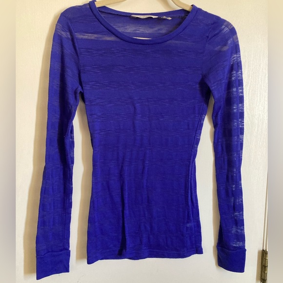 Derek Heart | Tops | Euc Derek Heart Long Sleeve Dark Periwinkle Sheer ...